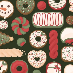 Christmas Donut Clipart, Holiday Clipart, Pastry Clipart, Dessert ...