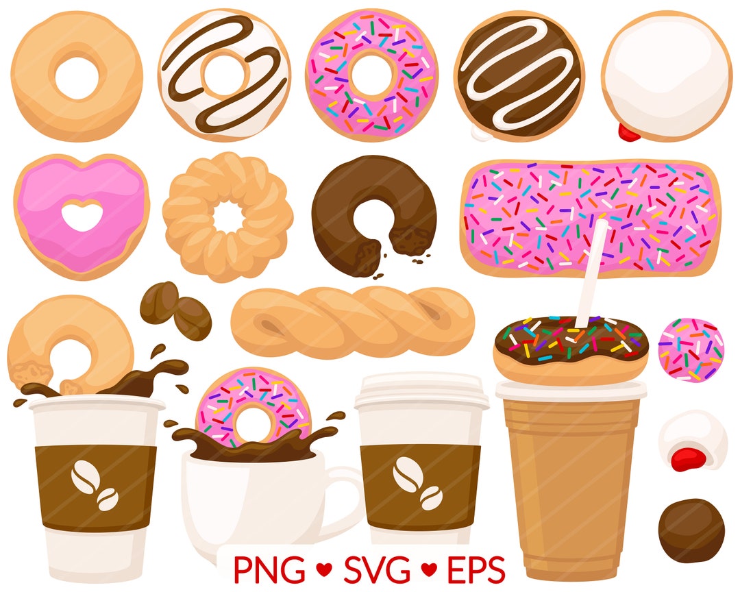 Donut & Coffee Clipart - SVG, PNG, EPS Images - Breakfast Clip Art ...