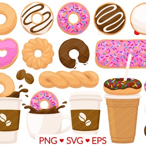 Donut & Coffee Clipart - SVG, PNG, EPS Images - Breakfast Clip Art ...