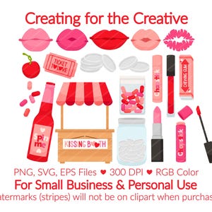 Kissing Booth Clipart - SVG, PNG, EPS Images - Valentine's Day Lips ...