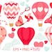 Valentine Hot Air Balloon Clipart - SVG, PNG, EPS Images - Valentine's ...