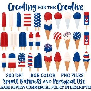 Fourth of July Ice Cream & Popsicle Clipart - Dessert Baking Clip Art ...