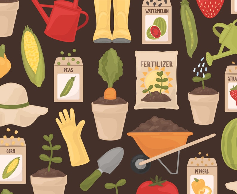 Vegetable Garden Clipart Spring Summer Garden Clip Art Plant - Etsy