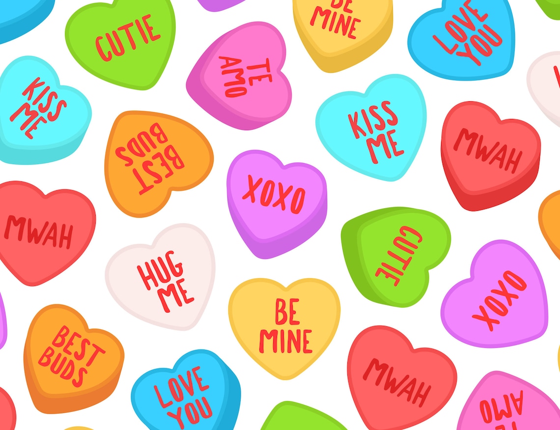 Candy Heart Clipart Coversation Heart Clipart Valentine - Etsy