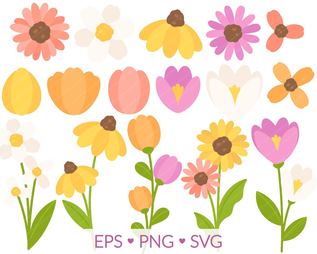 Spring Flower Clipart - Spring Floral SVG Illustration for Wedding ...
