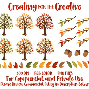 Colorful Autumn Fall Tree Clipart - Acorn Forest Thanksgiving Halloween ...