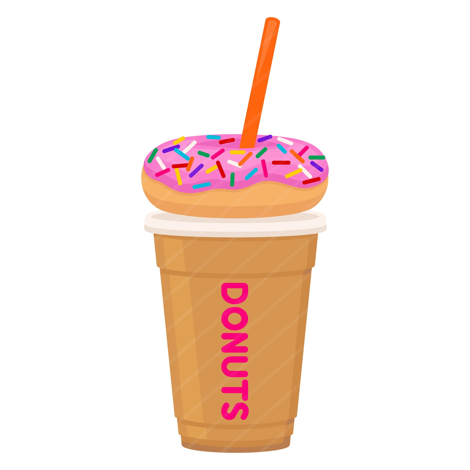 Donut & Coffee PNG Clipart - Frappe Iced Coffee, Pink Sprinkle Doughnut ...