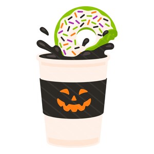Halloween Coffee Donut PNG Clipart Spooky Doughnut Ghost Bat Spider ...