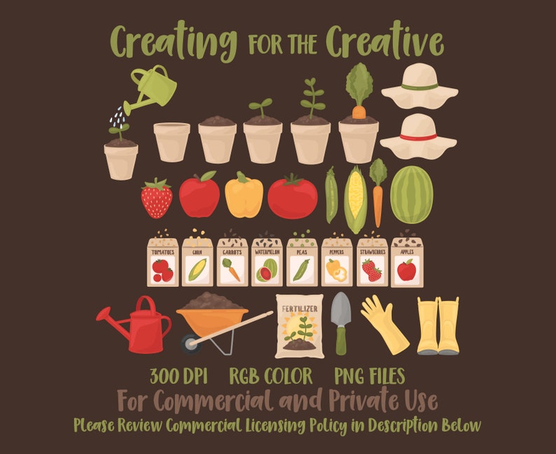 Vegetable Garden Clipart Spring Summer Garden Clip Art Plant - Etsy