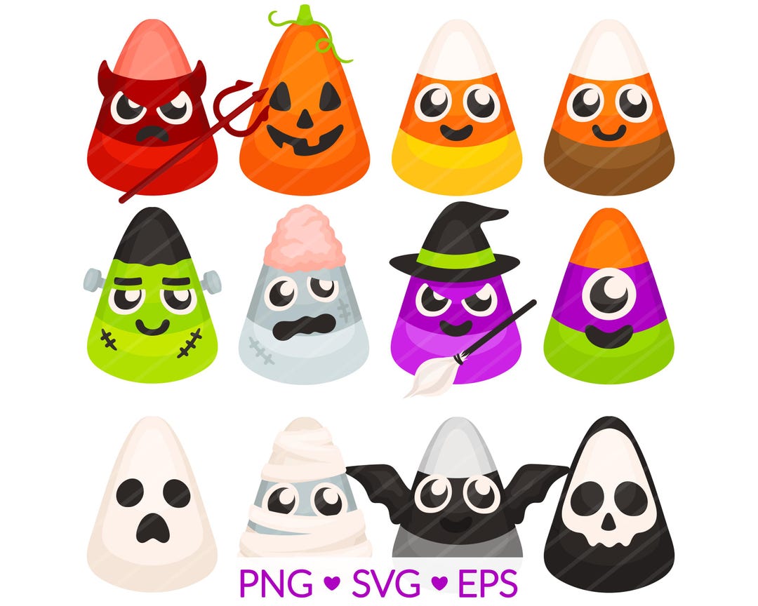 Halloween Candy Corn Clipart: SVG, PNG, EPS Images - Witch, Ghost ...