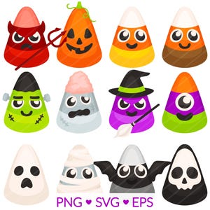 Candy Corn Character Clipart SVG, PNG, EPS Images Halloween Witch ...