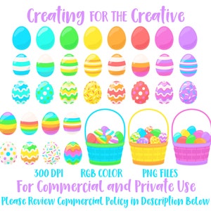 Rainbow Easter Egg Clipart, Easter Basket Clipart, Spring Clipart ...