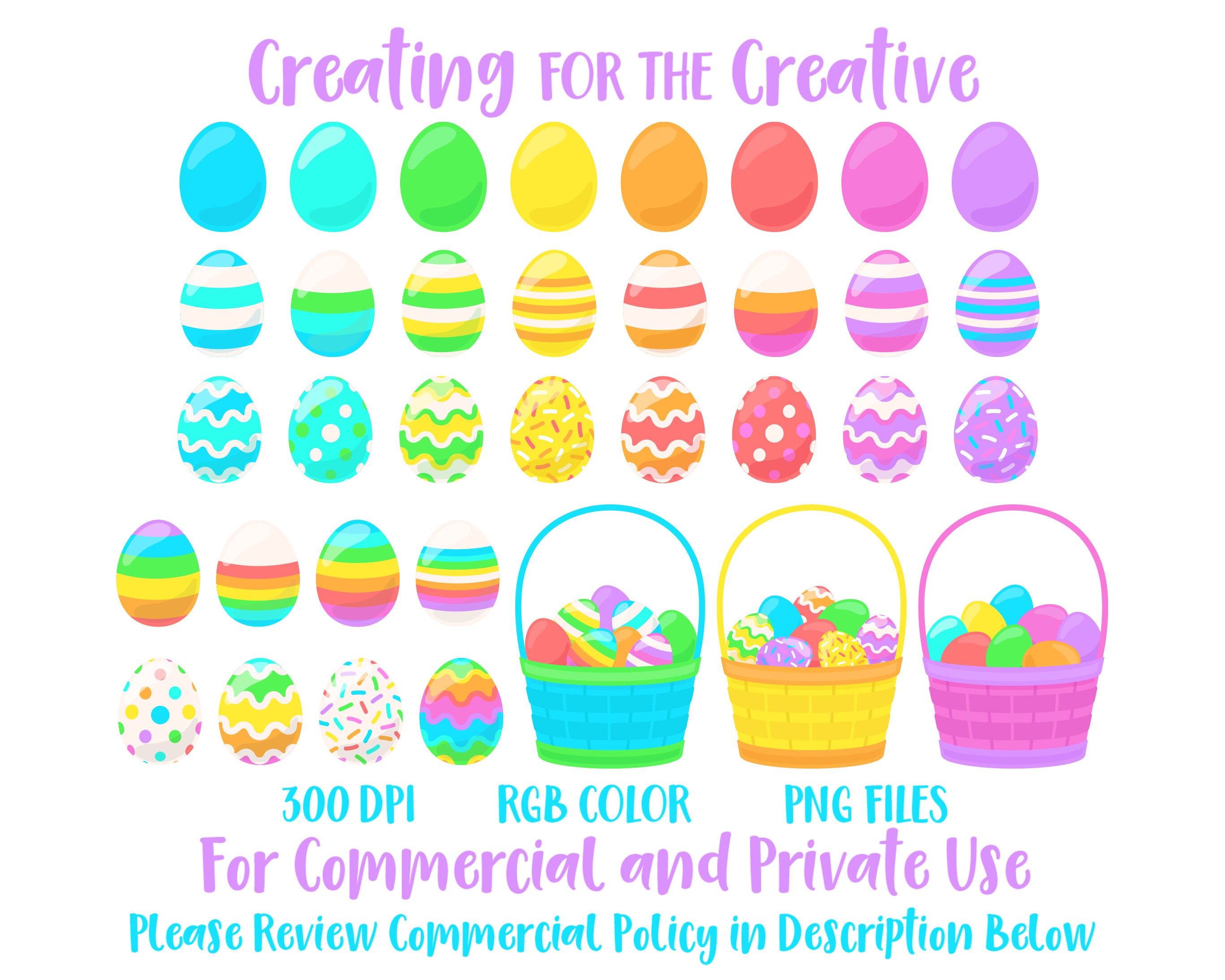 Rainbow Easter Egg Clipart Easter Basket Clipart Spring | Etsy