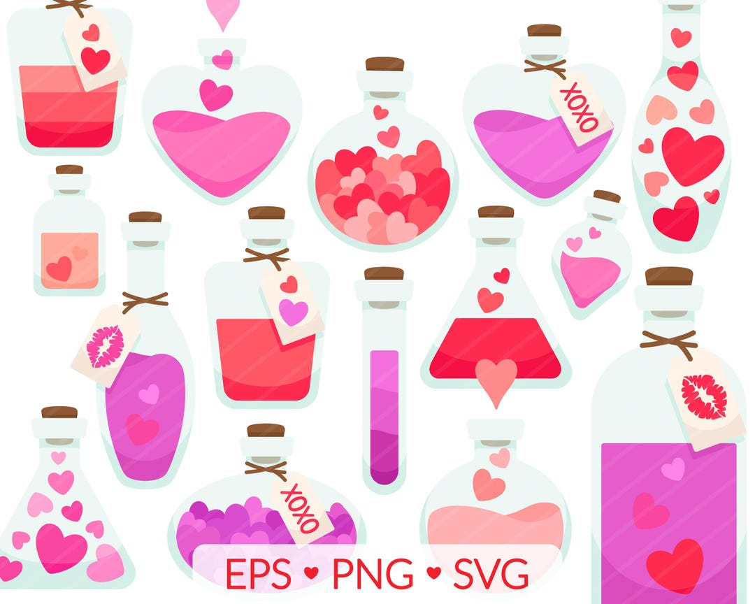 Love Potion Clipart - SVG, PNG, EPS Images - Valentine's Day Magic ...