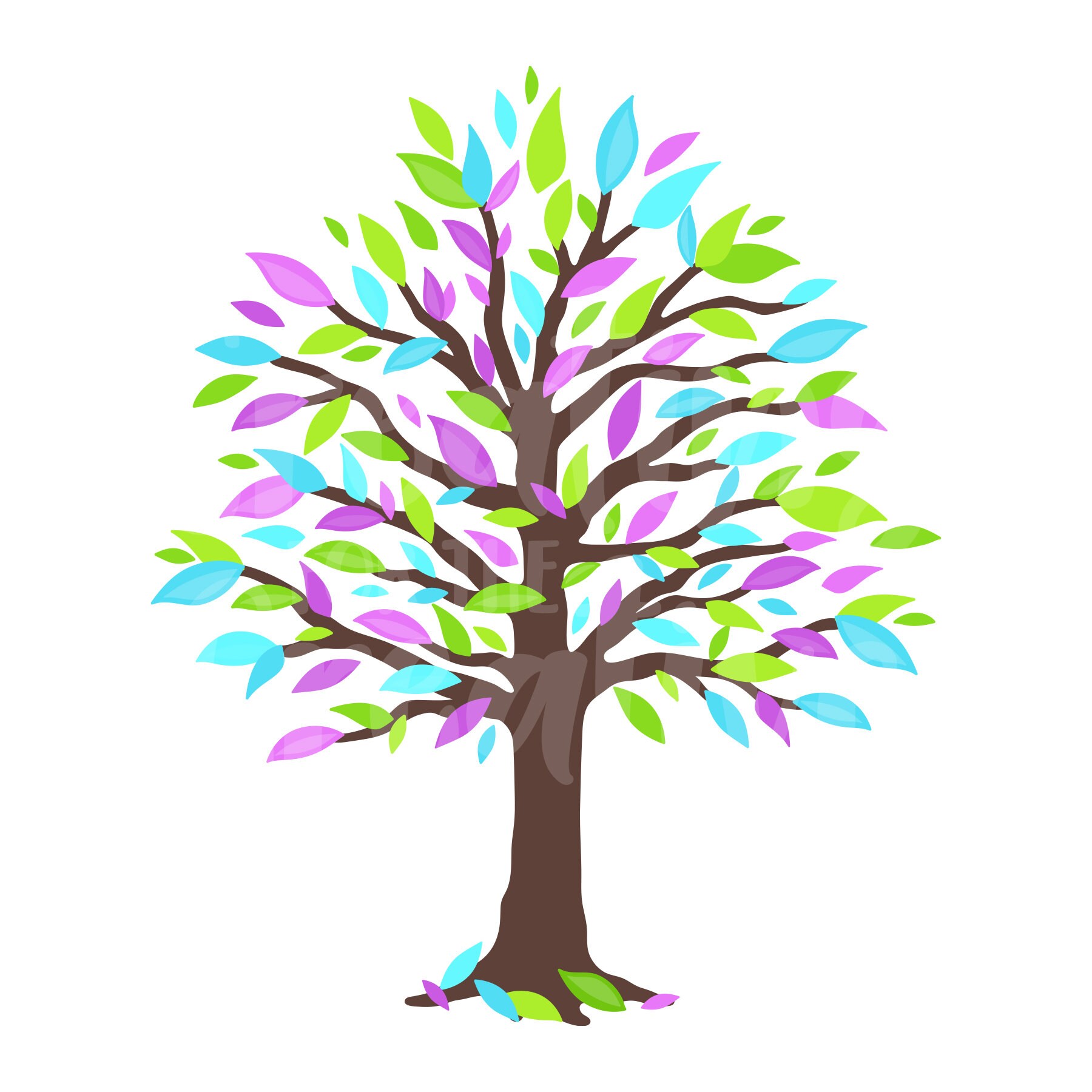 Rainbow Valentine Tree Clipart Colorful Nature Clip Art - Etsy