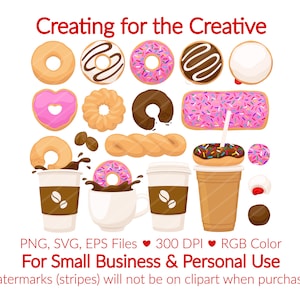 Donut & Coffee Clipart - SVG, PNG, EPS Images - Breakfast Clip Art ...