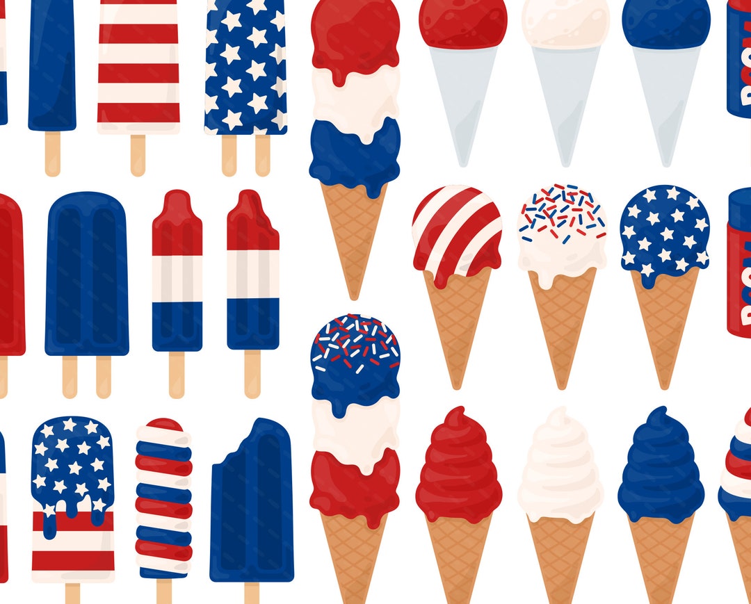 Fourth of July Ice Cream & Popsicle Clipart - Dessert Baking Clip Art ...