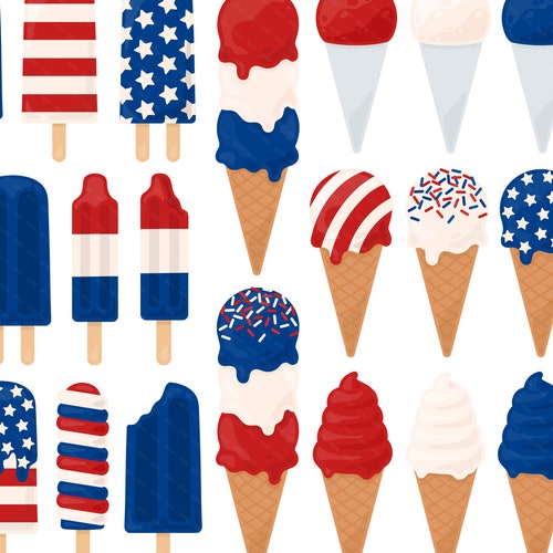 Ice Cream Clipart Popsicle Clip Art Patriotic Popsicle Png - Etsy