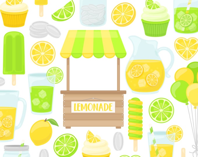 Whimsical Lemonade Stands Clip Art Set | Digital Summer Images for ...