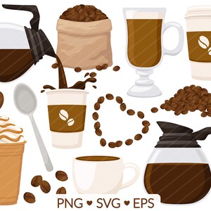 Coffee Clipart SVG, PNG, EPS Images Coffee Bean Clipart, Frappuccino ...