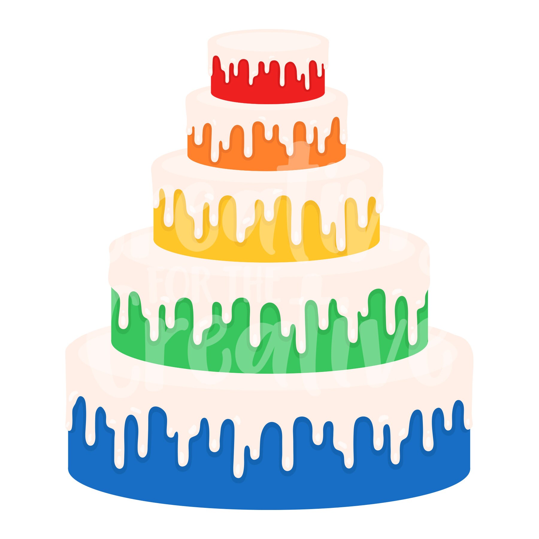 Rainbow Birthday Clipart Party Cupcake Clip Art Present - Etsy