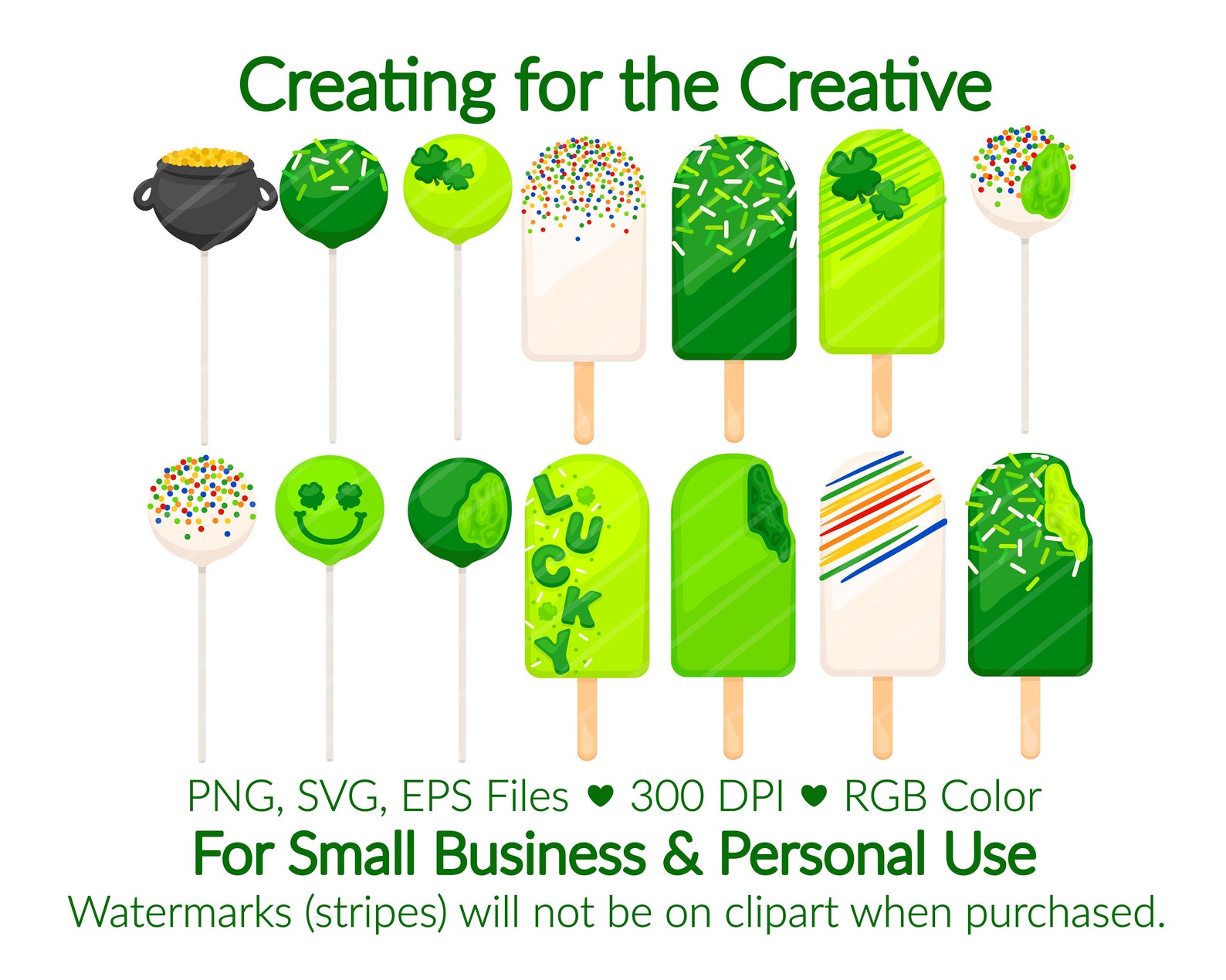 St. Patrick's Day Cake Pop Clipart – Cakesicle PNG SVG EPS Images - Etsy