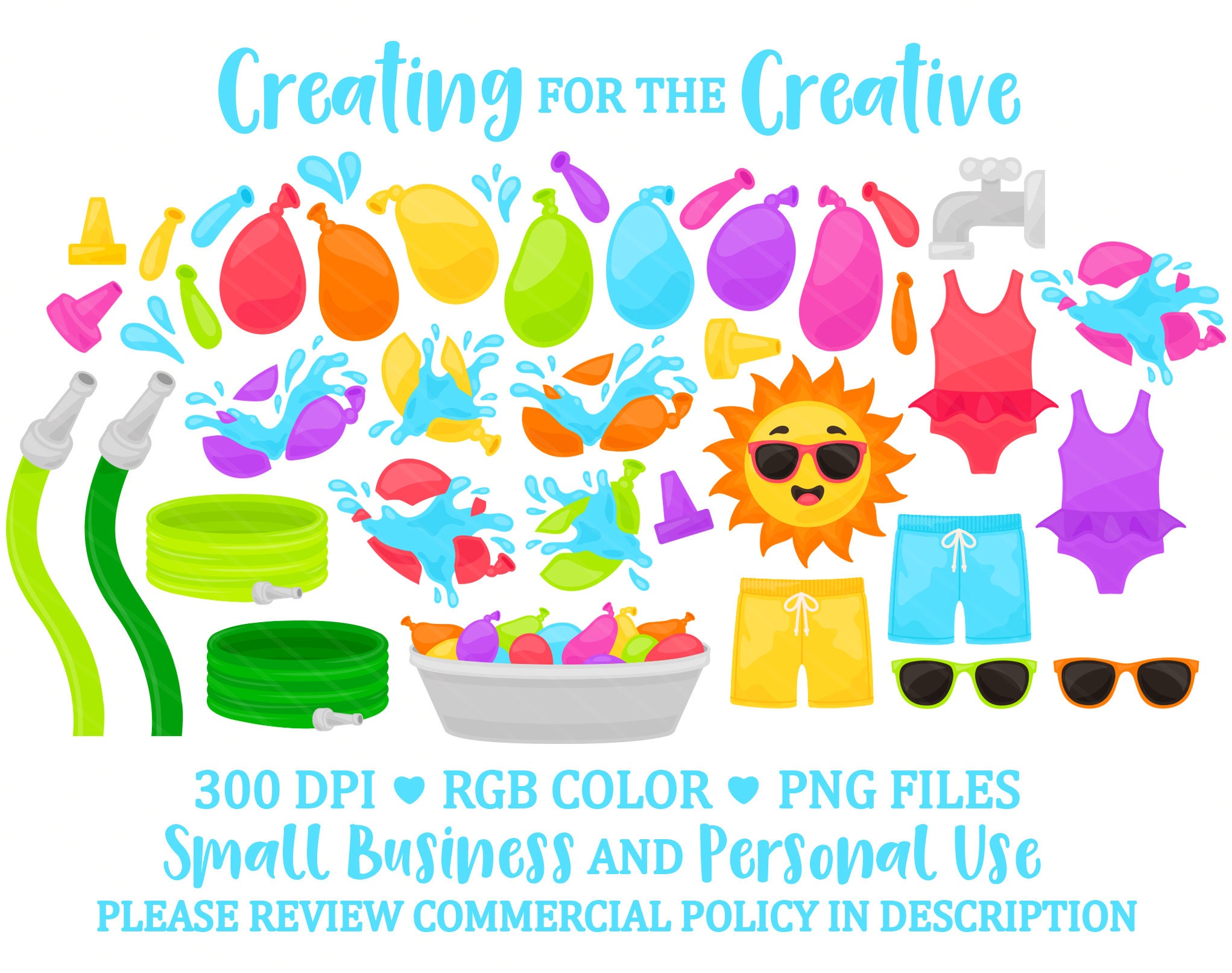 Water Balloon PNG Clipart – Summer Pool Party Digital Images, Kid's Fun ...