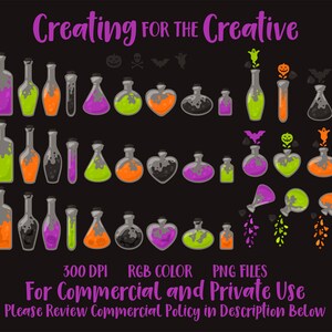 Halloween Potion Clipart - Pumpkin Ghost Skull Vial Fall Clip Art - for ...