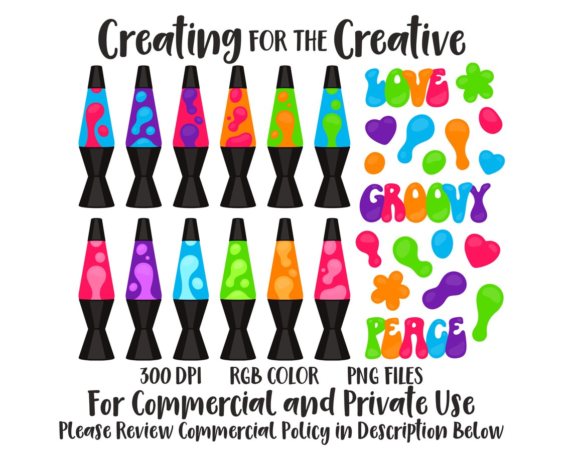 Lava Lamp Clipart Retro Hippie 70's Groovy Lava Lamps - Etsy UK