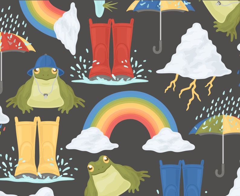 Rainy Day Spring Clipart April Showers Clip Art Frog | Etsy