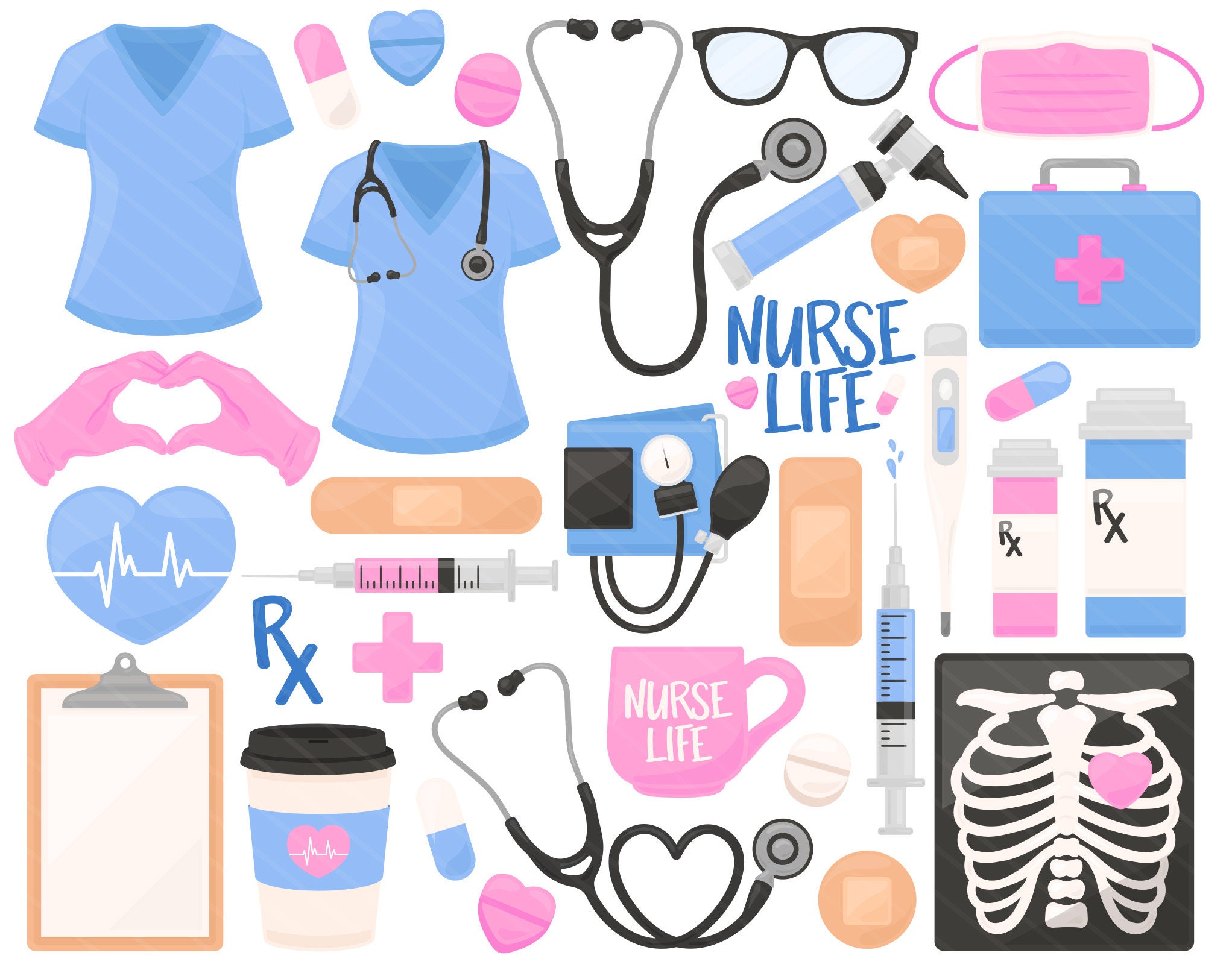Blue & Pink Nurse PNG Clipart Hospital Doctor Scrubs - Etsy