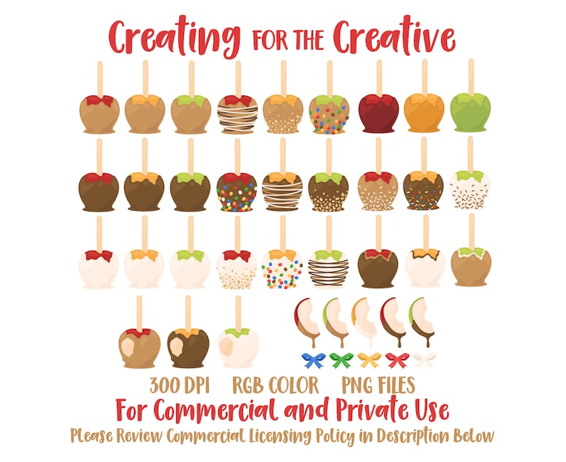 Autumn Caramel Apple Clipart Candy Apple Dessert Fruit Treat - Etsy Canada