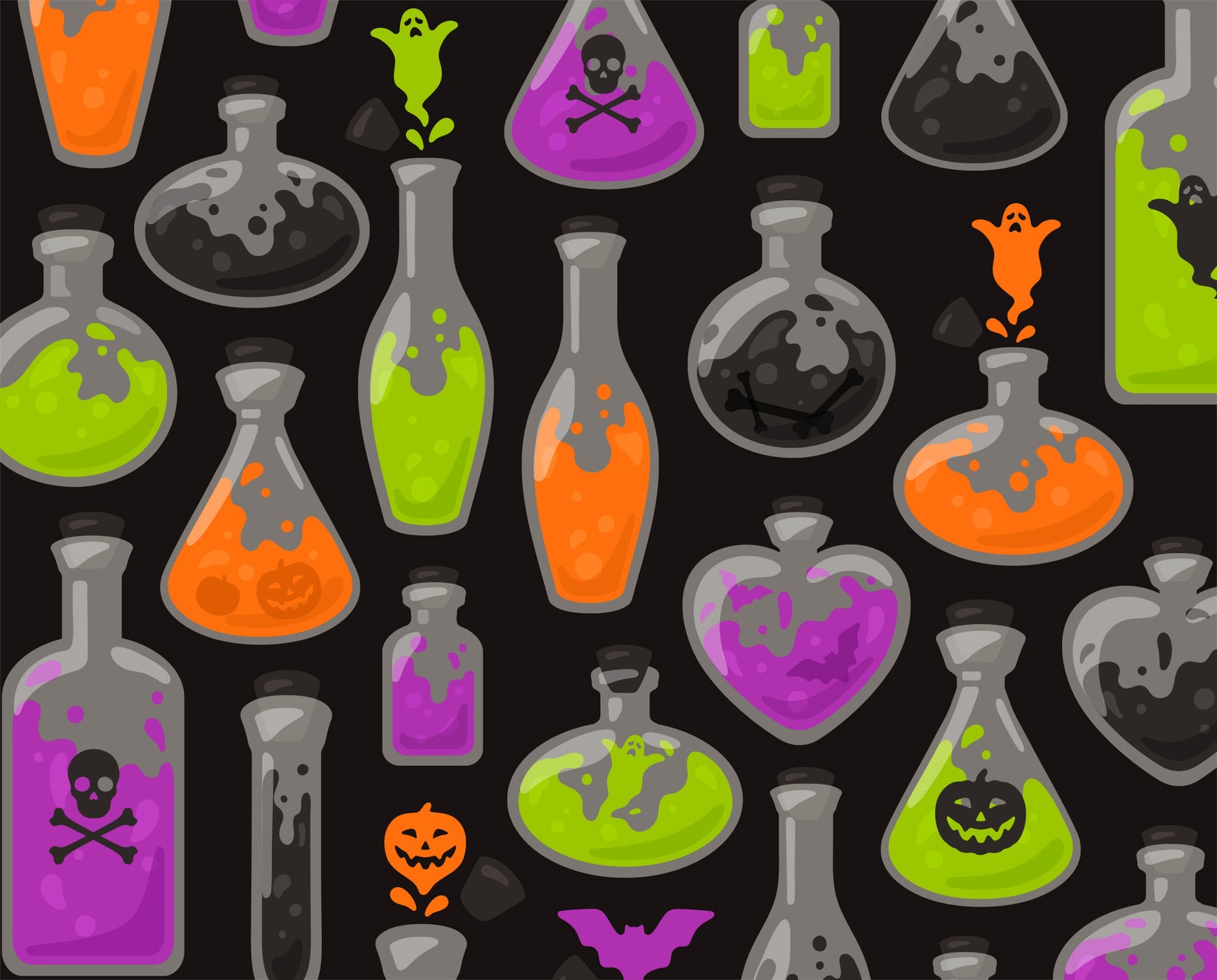 Halloween Potion Clipart Pumpkin Ghost Skull Vial Fall Clip | Etsy