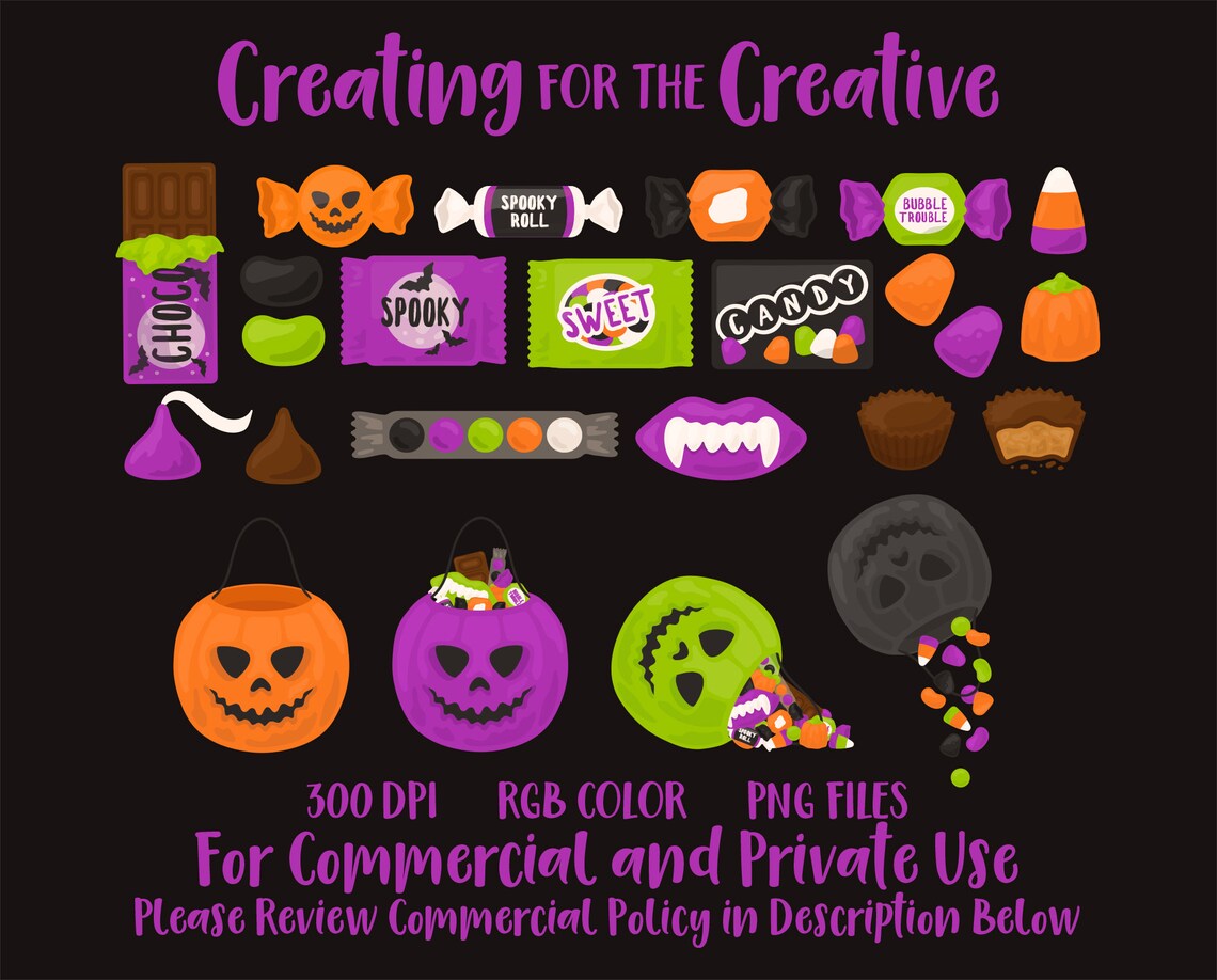 Halloween Candy Trick or Treat Clipart Candy Bar Chocolate | Etsy