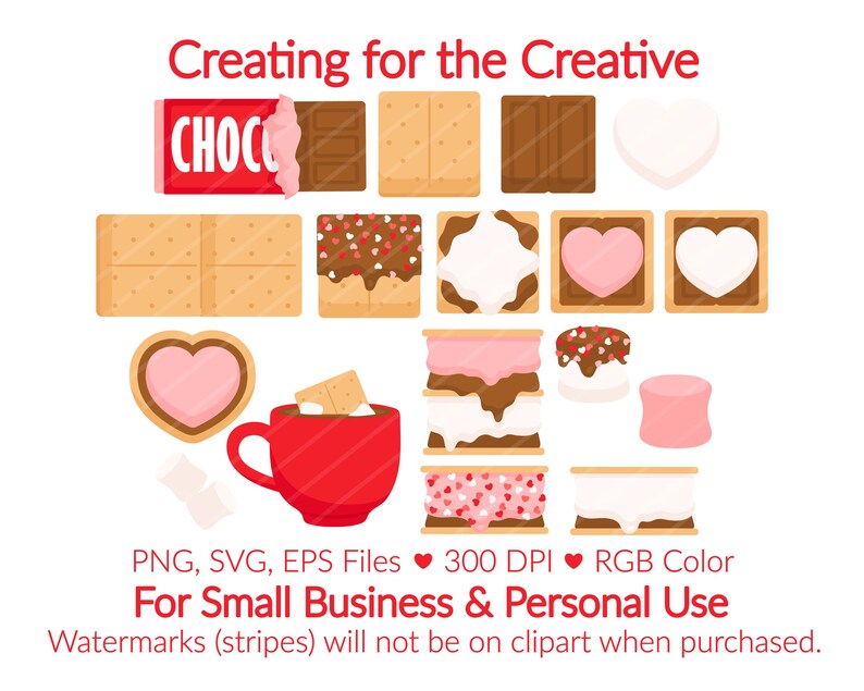 Valentine Smore Clipart – Valentine's Day Treat Digital Images (PNG ...