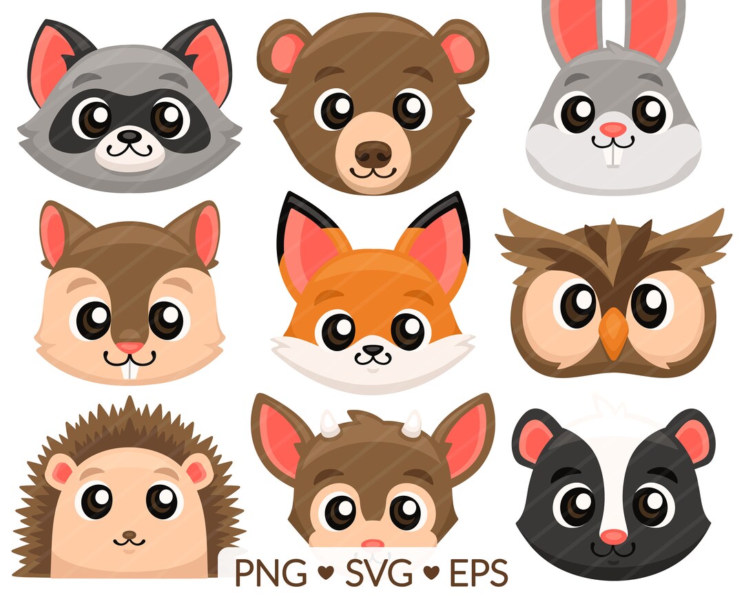 Woodland Animal Clipart SVG, PNG, EPS Images Forest Woodsy Racoon Bear ...