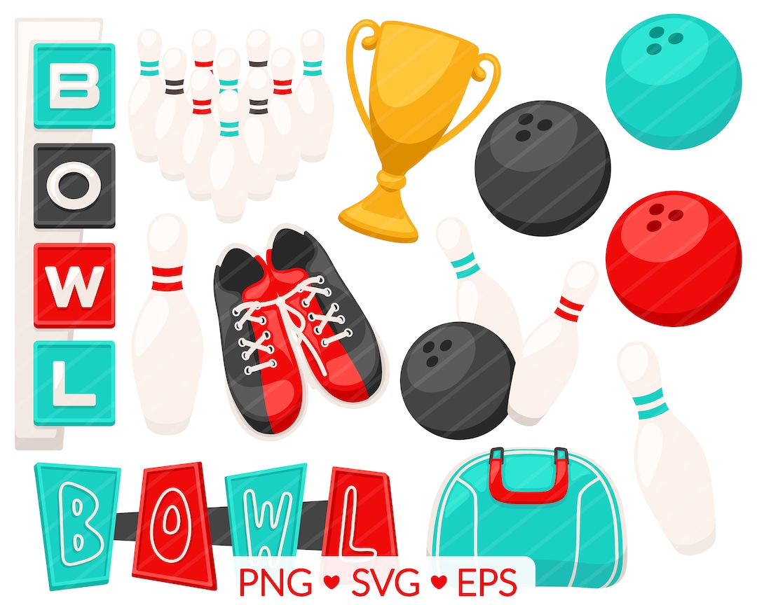 Bowling Clipart - SVG, PNG, EPS Images - Retro Bowling Alley Clip Art ...