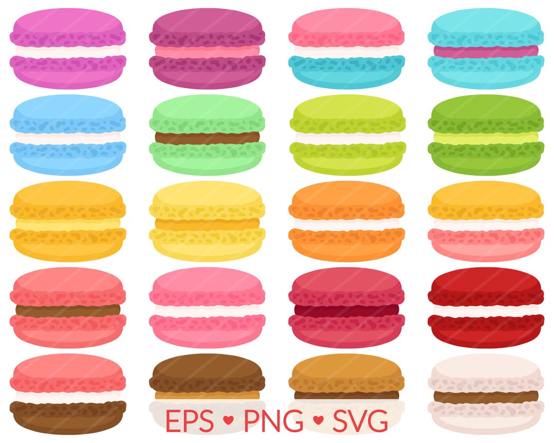 Macaron Clipart SVG, PNG, EPS Images French Pastry Macaroon, Bakery ...