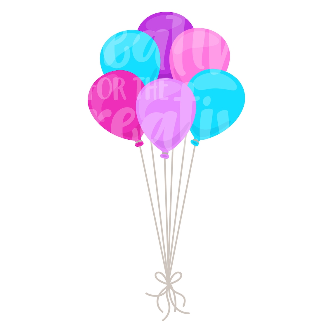 Pink & Purple Birthday Clip Art Balloon Party Clipart | Etsy