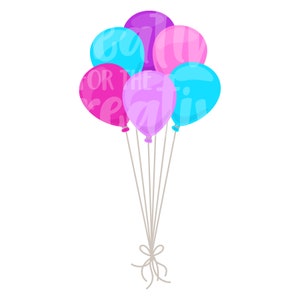 Pink & Purple Birthday Clip Art, Balloon Party Clipart, Cupcake Clip ...