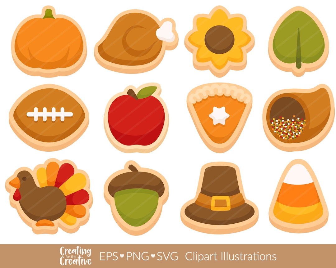 Thanksgiving Cookie Clipart - SVG, PNG, EPS Images - Fall Autumn ...