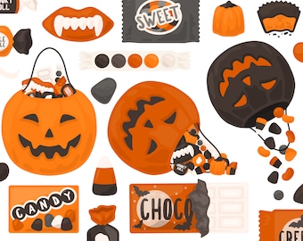 Halloween Candy Trick or Treat Clipart Candy Bar Chocolate | Etsy