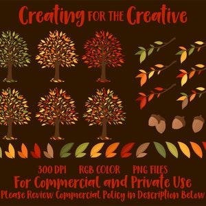 Colorful Autumn Fall Tree Clipart - Acorn Forest Thanksgiving Halloween ...