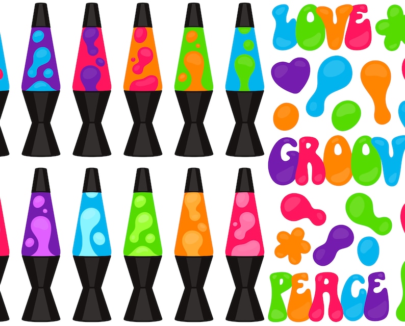 Lava Lamp Clipart Retro Hippie 70's Groovy Lava Lamps - Etsy