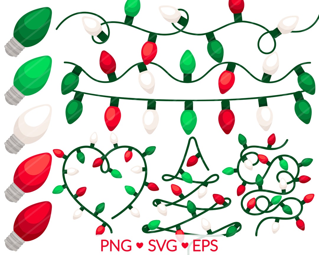Christmas Light Clipart- SVG, PNG, EPS Images - Merry Christmas Tree ...