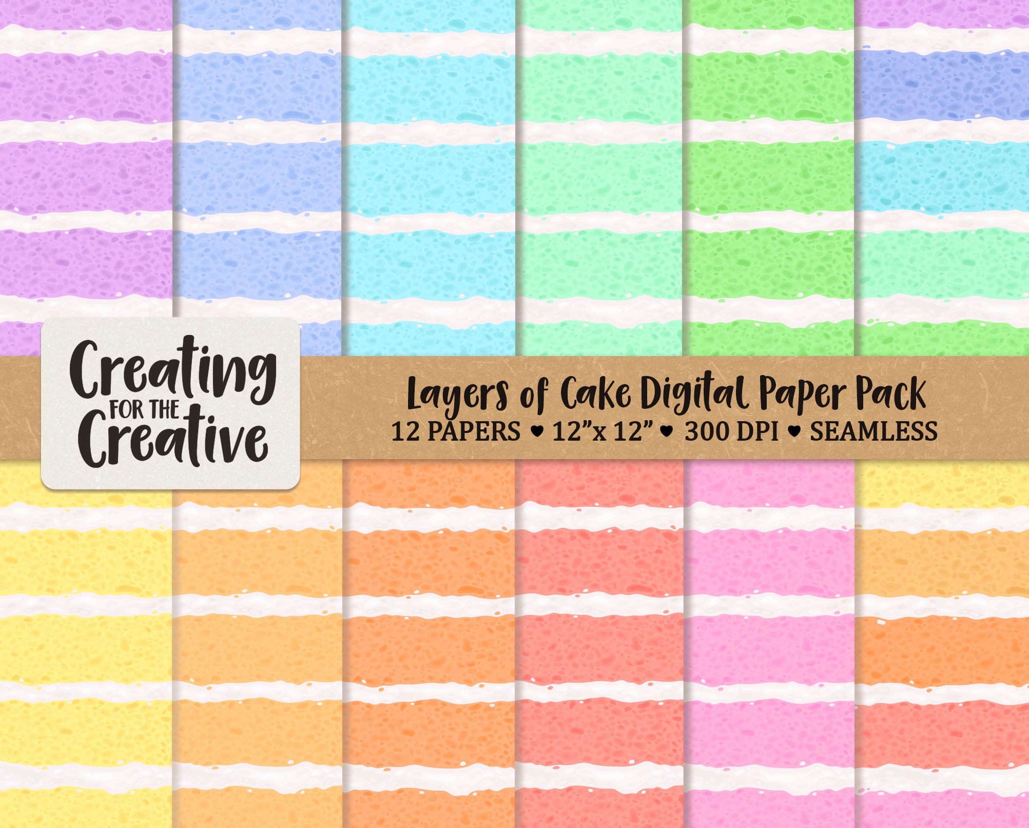 Pastel Layers of Cake Digital Papers Birthday Cake Baking - Etsy