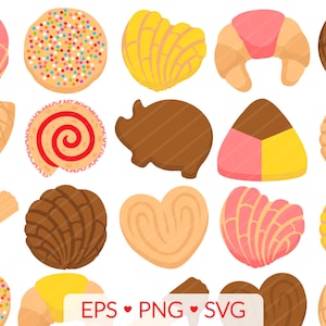 Pan Dulce Clipart - SVG, PNG, EPS Images - Mexican Bakery Baked Goods ...