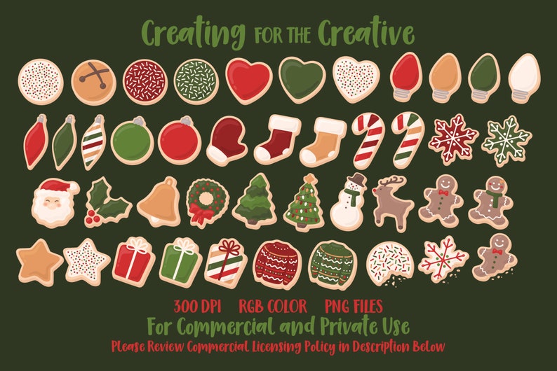 Woodsy Christmas Cookie Clipart Santa Clipart Snowman - Etsy