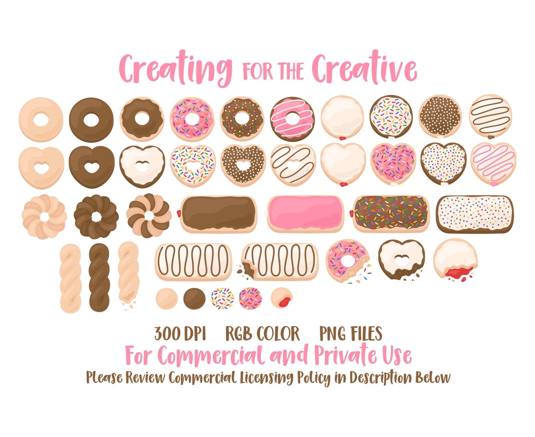 Donut Clipart Doughnut Dessert Treat Baking Clip Art - Etsy Canada