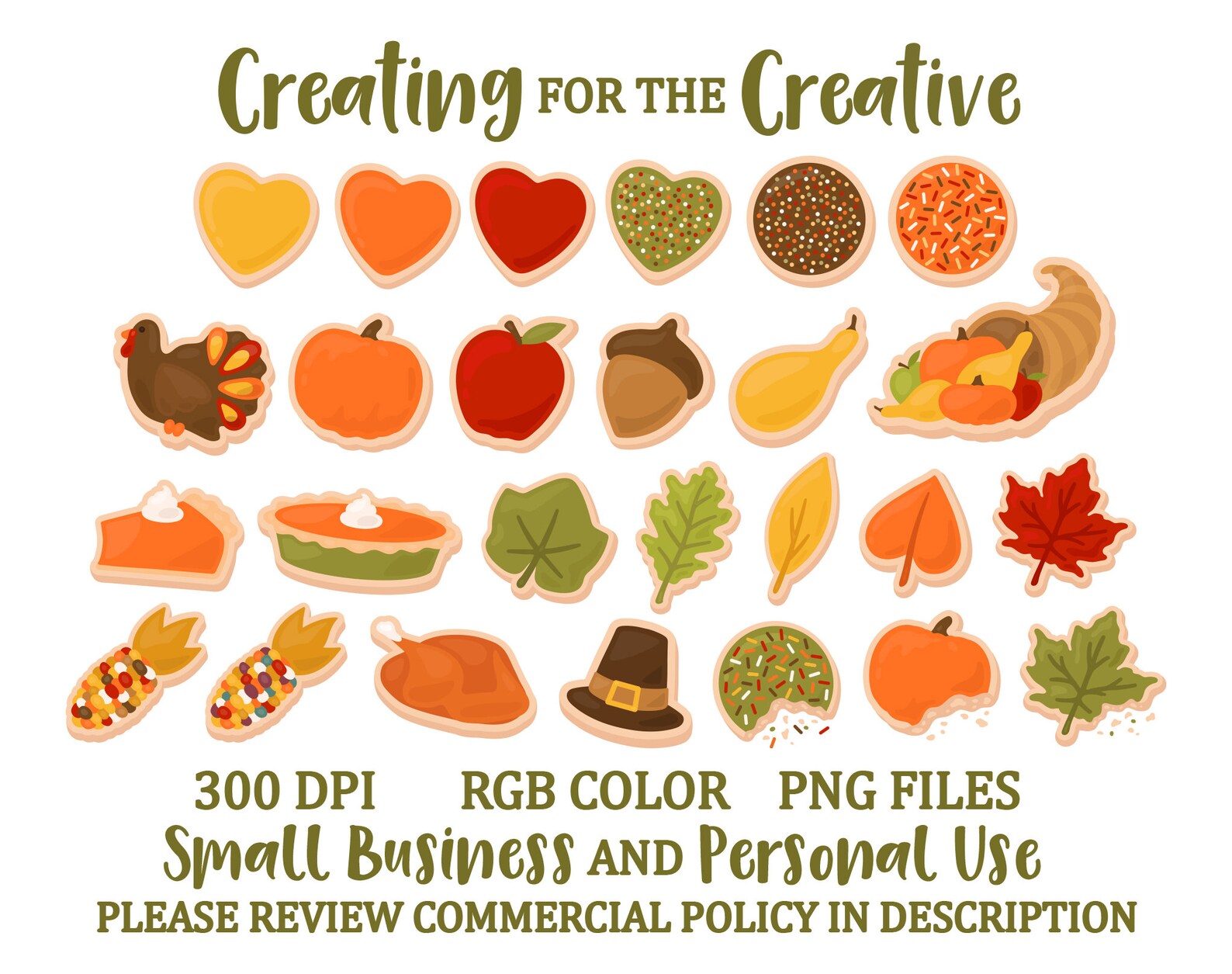 Thanksgiving Cookie PNG Clipart Pilgrim Turkey Pumpkin Pie - Etsy